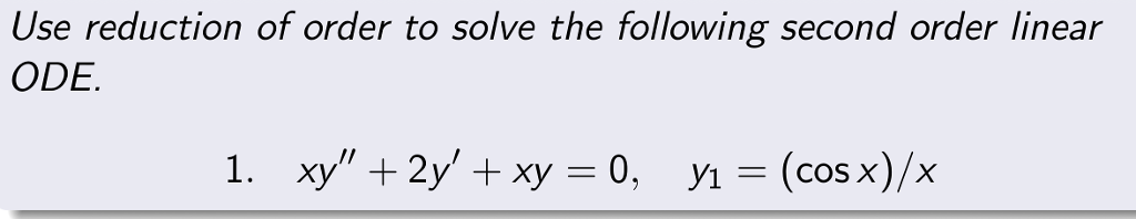Solved Use reduction of order to solve the following second | Chegg.com