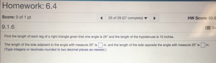 Solved Find The Length Of Each Leg Of A Right Triangle Given Chegg