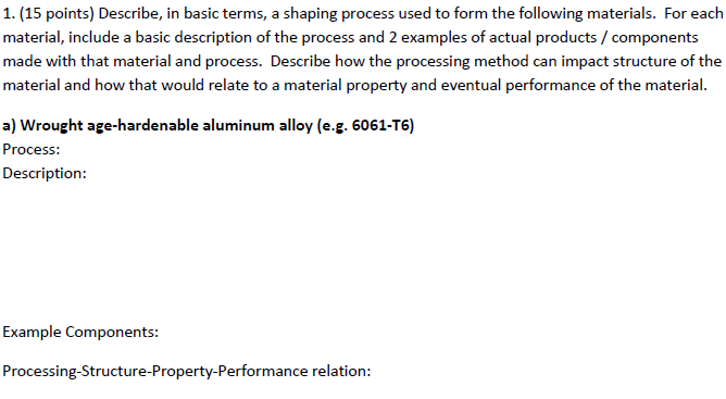 Solved Describe, in basic terms, a shaping process used to | Chegg.com
