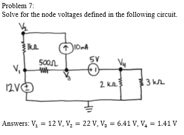 Solved Solve for the node voltages defined in the following | Chegg.com