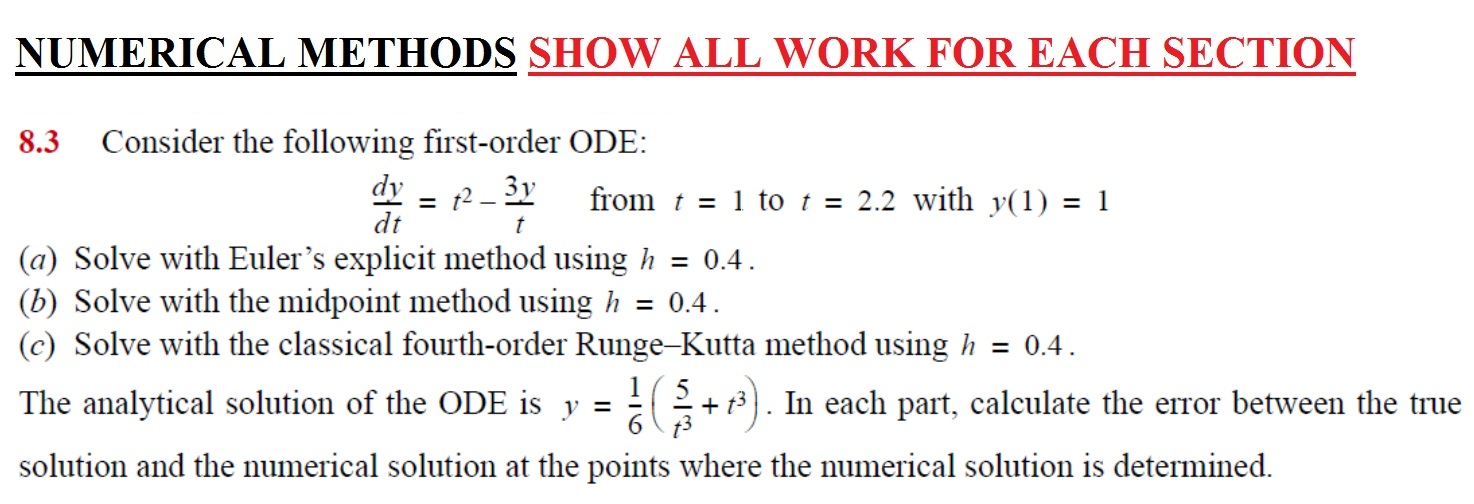 Consider the following first-order ODE: dy/dt = t^2 | Chegg.com