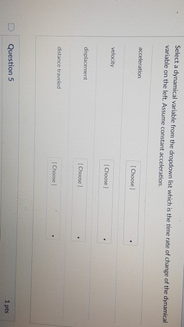 Select a dynamical variable from the dropdown list | Chegg.com