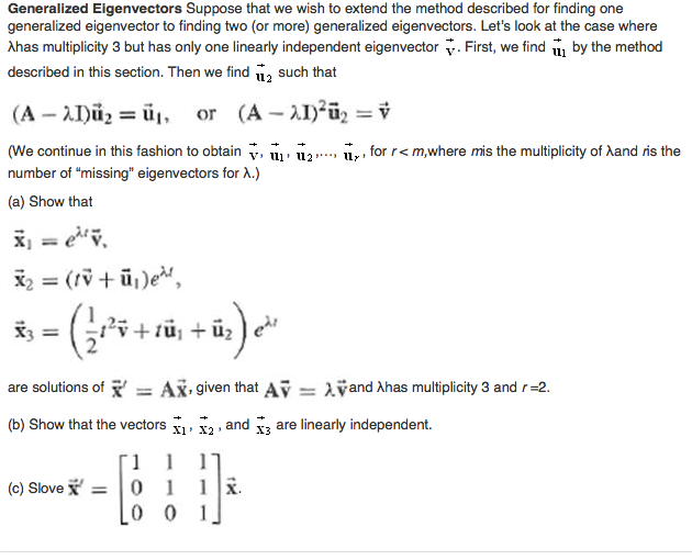 Solved Generalized Eigenvectors Suppose that we wish to | Chegg.com