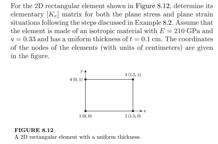 Solved For the 2D rectangular element shown in Figure 8.12, | Chegg.com