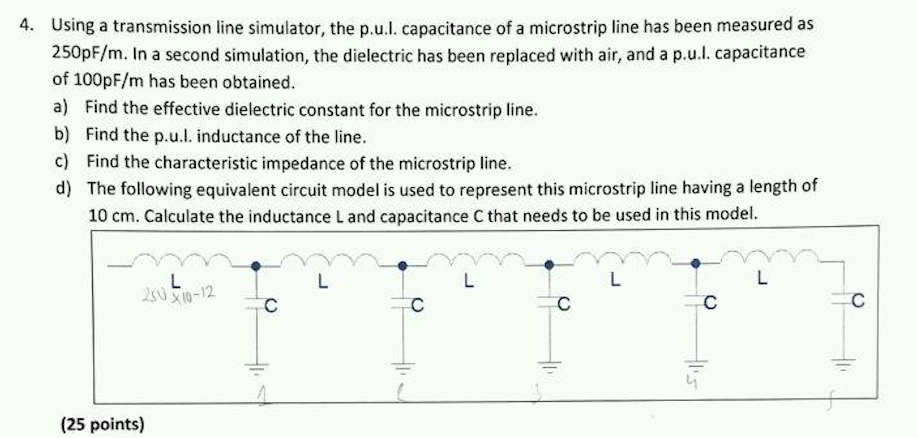 4. Using a transmission line simulator, the p.u.l. | Chegg.com