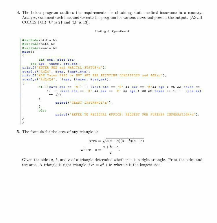 Solved 4. The below program outlines the requirements for | Chegg.com