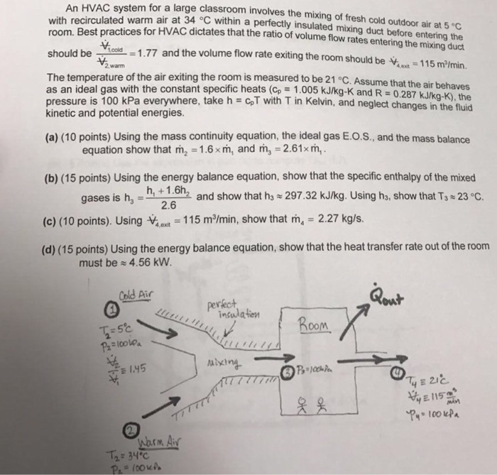 Solved An HVAC system for a large classroom involves the | Chegg.com