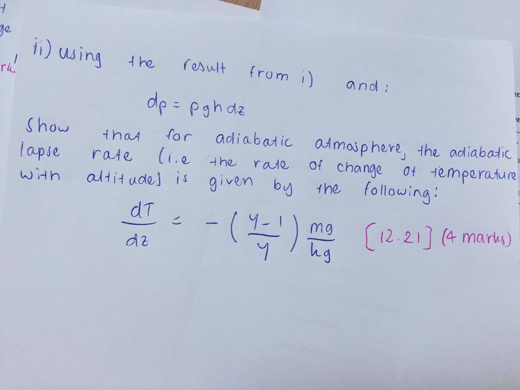 Solved Using the result from i) and: d_p = rho gh dz show | Chegg.com