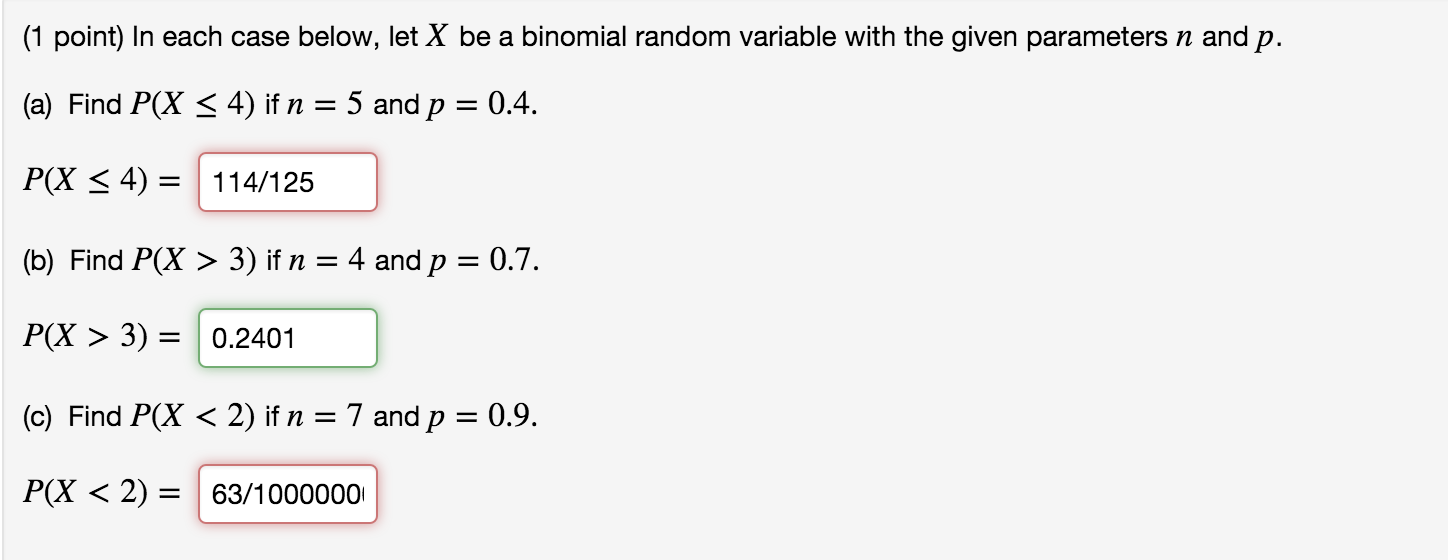 Solved In each case below, let X be a binomial random | Chegg.com