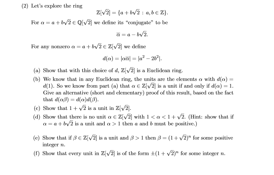 Let's explore the ring we define its "conjugate" to | Chegg.com