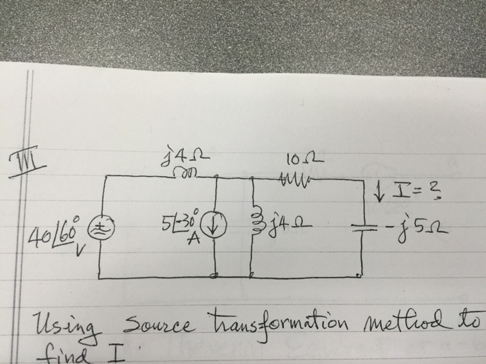 Using source transformation method to find I. | Chegg.com Using source transformation method to find I. | Chegg.com