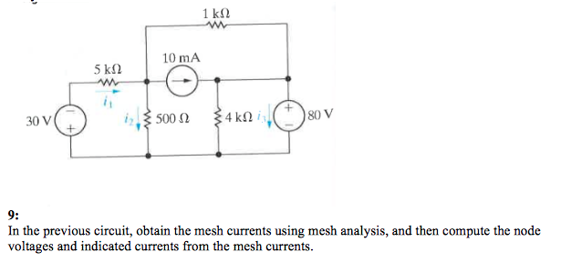 Solved In the previous circuit, obtain the mesh currents | Chegg.com