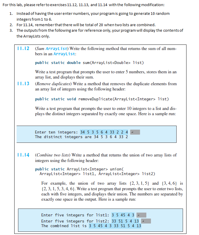 Solved For this lab, please refer to exercises 11.12, 11.13, | Chegg.com
