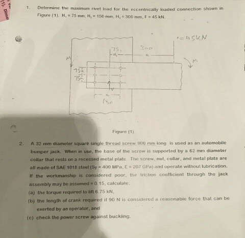 Solved Determine the maximum rivet load for the | Chegg.com