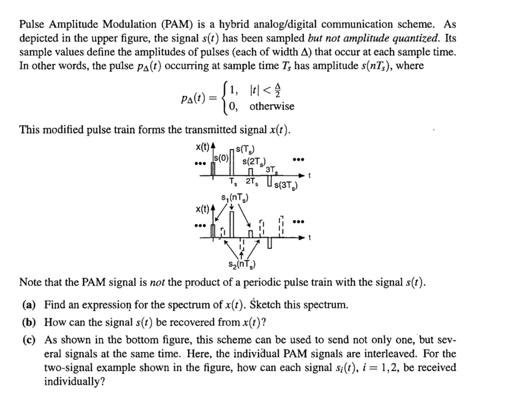 Pulse Amplitude Modulation (PAM) is a hybrid | Chegg.com
