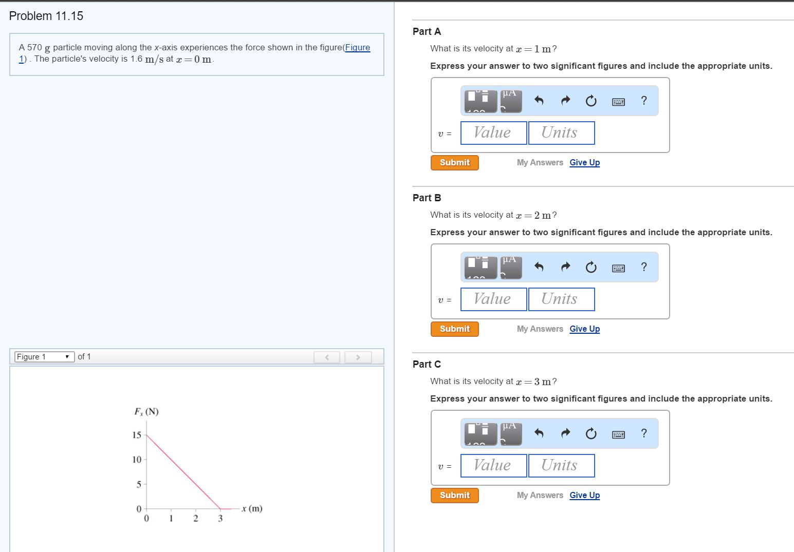 Solved A 570 g particle moving along the x-axis experiences | Chegg.com