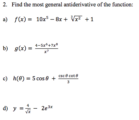 Solved Find the most general antiderivative of the function: | Chegg.com