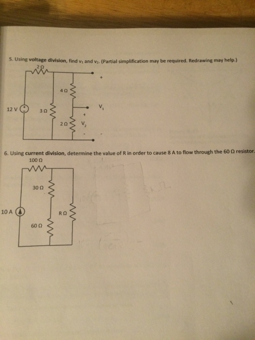 Solved Using voltage division, find v_1 and v_2. (Partial | Chegg.com