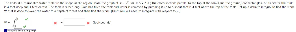 Solved The ends of a "parabolic" water tank are the shape of | Chegg.com