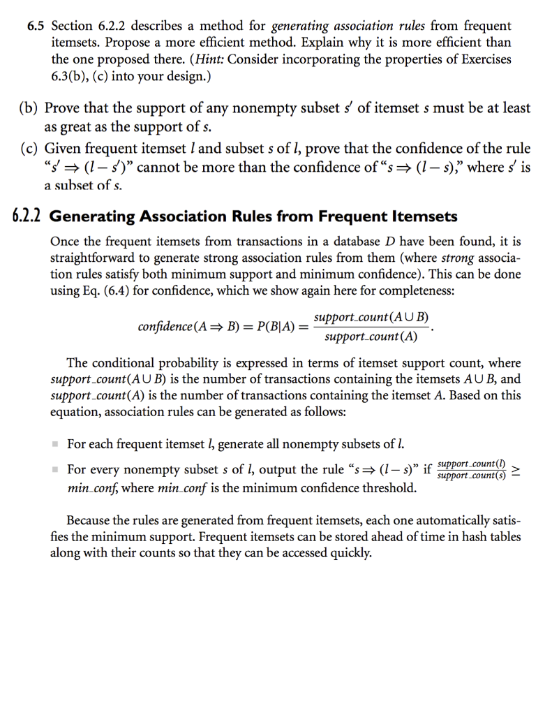 Describes a method for generating association rules | Chegg.com