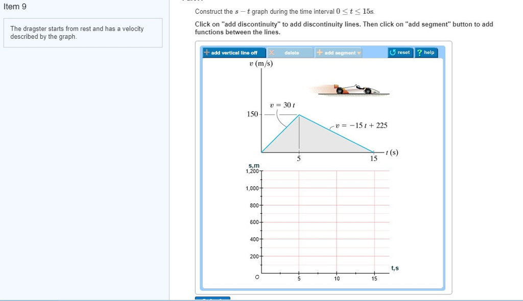 Solved The dragster starts from rest and has a velocity | Chegg.com