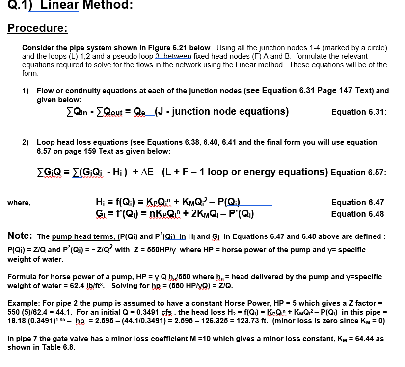 Q.1) Linear Method: Procedure Consider the pipe | Chegg.com