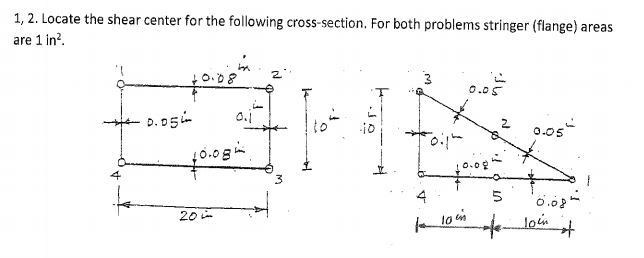 Locate the Shear Center for the two cross sections. | Chegg.com