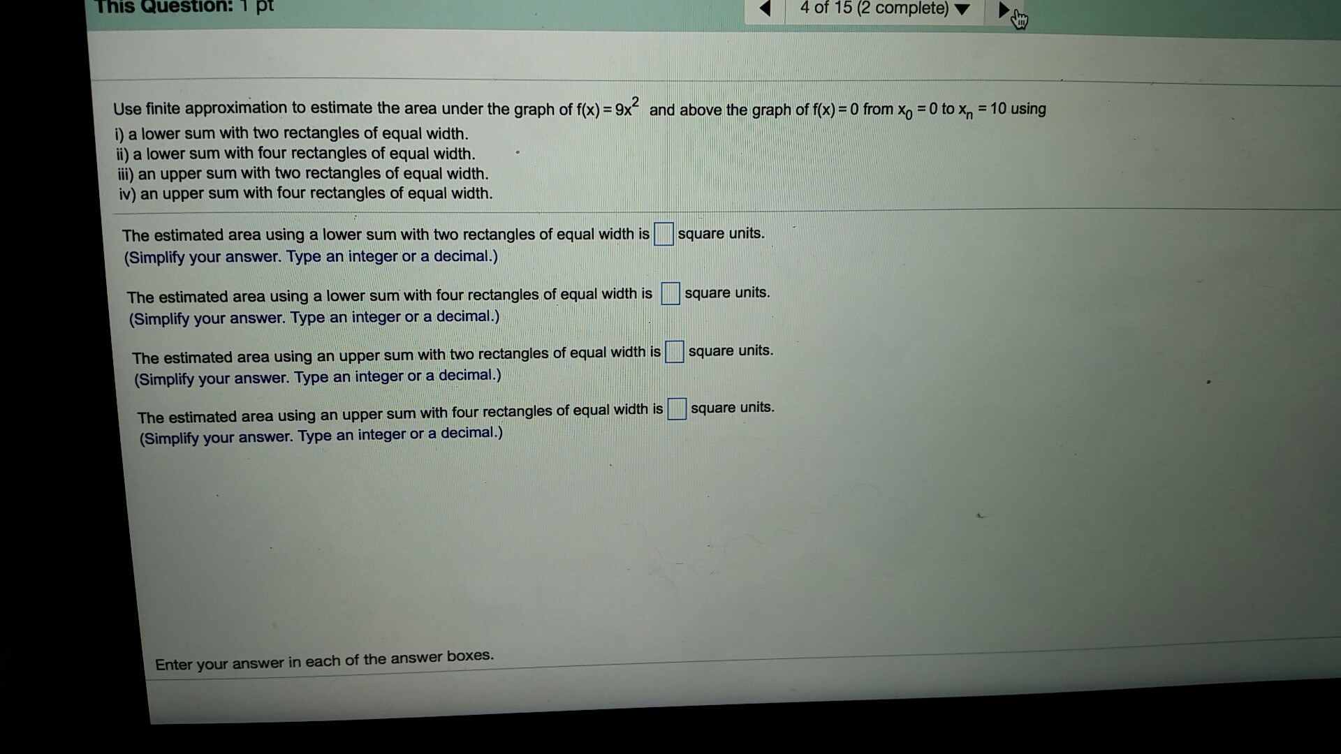 Solved Use finite approximation to estimate the area under | Chegg.com