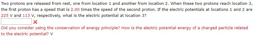 Solved Two protons are released from rest, one from location | Chegg.com