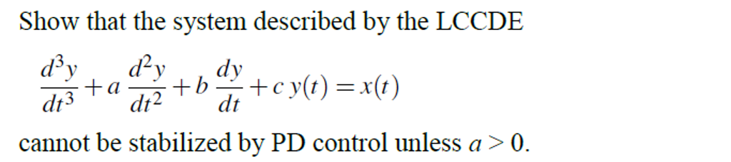 Show that the system described by the LCCDE | Chegg.com