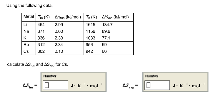 Solved Using the following data, calculate delta Sfus and | Chegg.com