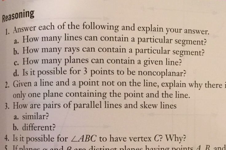 Solved Answer each of the following and explain your answer. | Chegg.com