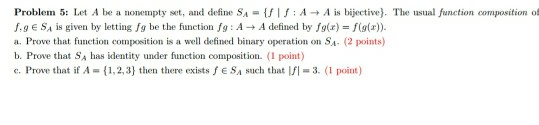 Solved Let A be a nonempty set, and define S_A = {f | f: A | Chegg.com