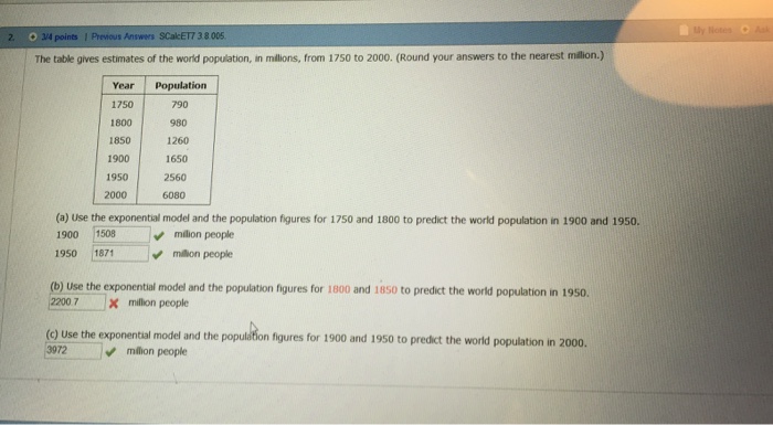 Solved The table gives estimate of the world population , in | Chegg.com