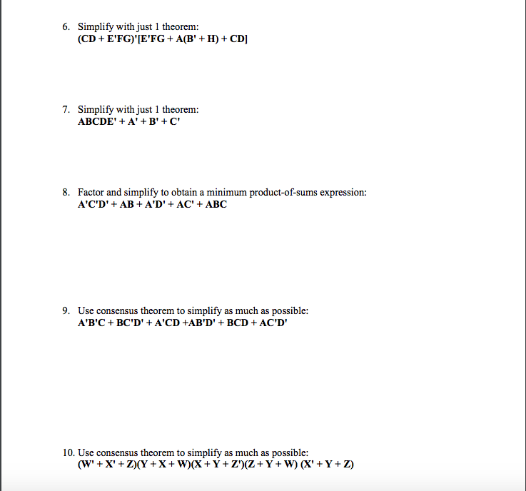 Solved Simplify with just 1 theorem: (CD | Chegg.com