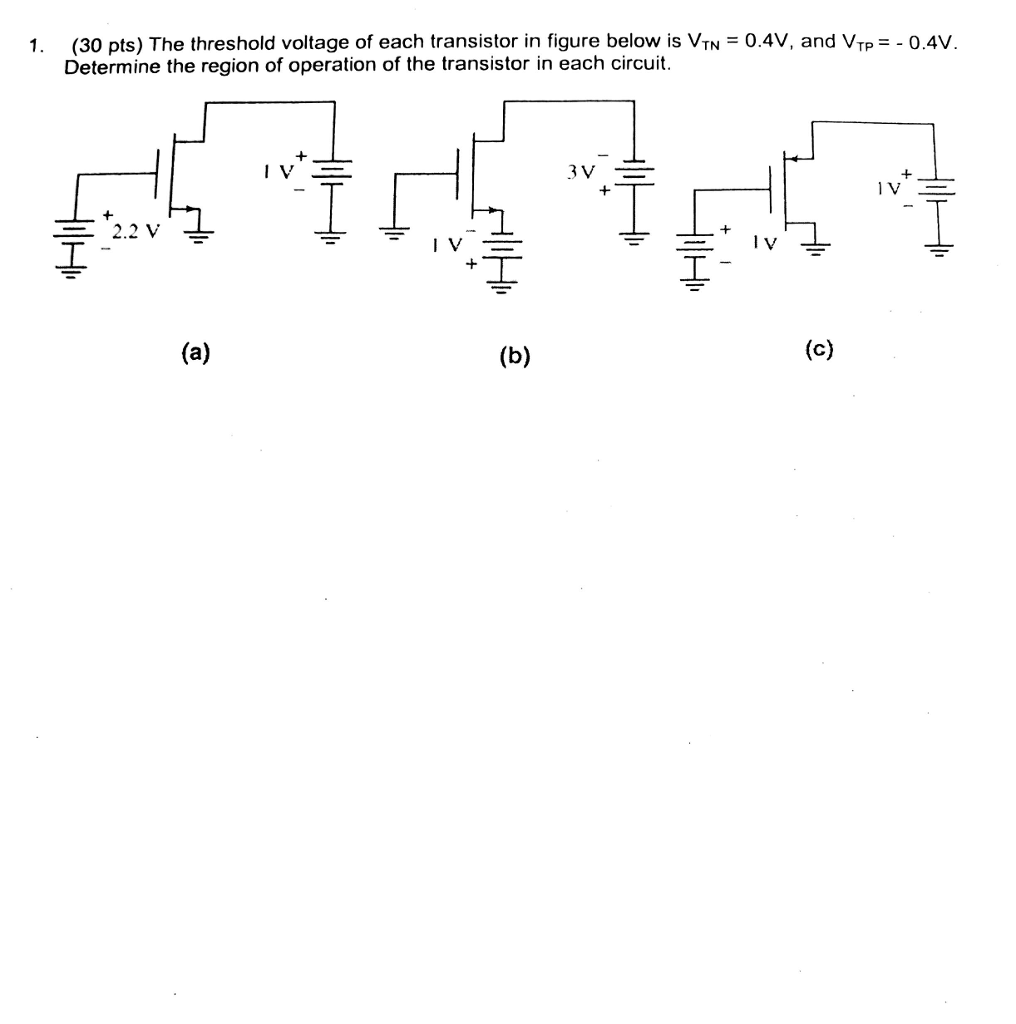 Solved The threshold voltage of each transistor in figure | Chegg.com