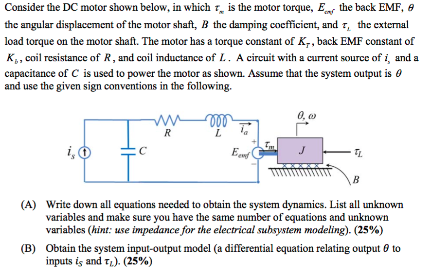 Solved Consider the DC motor shown below, in which tau_m is | Chegg.com