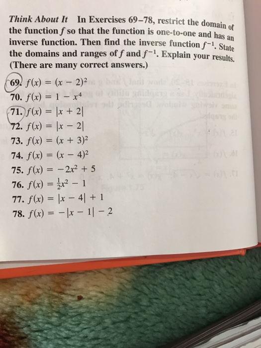 Solved Think About It In Exercises 69-78, restrict the | Chegg.com