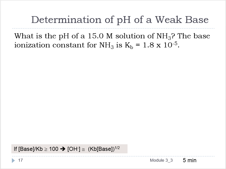 Solved Determination of pH of a Weak Base What is the pH of | Chegg.com
