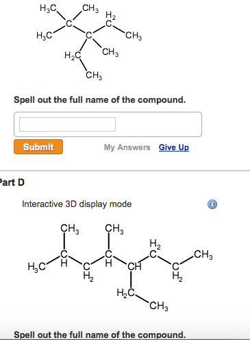 Solved Part A Interactive 3D display mode ÇH3 CH3 Spell out | Chegg.com