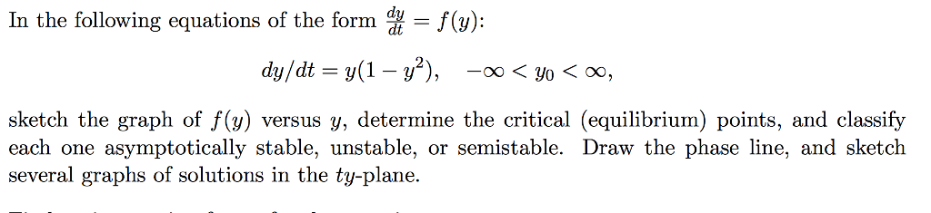 Solved In the following equations of the form J(y): dt | Chegg.com