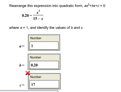 Solved Rearrange this expression into quadratic form, | Chegg.com
