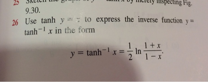 Solved: 26 Use Tanh Y? = X To Express The Inverse Function... | Chegg.com