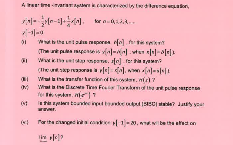 Solved A linear time -invariant system is characterized by | Chegg.com