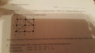 Solved Sole the Chinese Postman Proliem tind the shores | Chegg.com