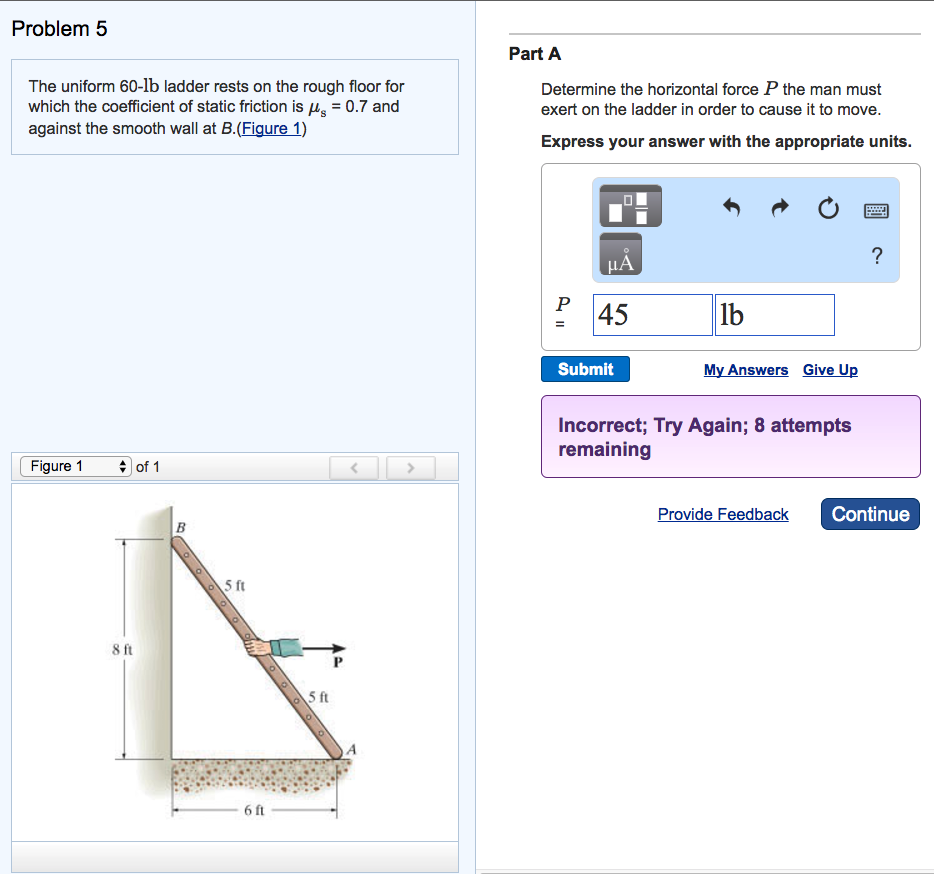 Solved The uniform 60-lb ladder rests on the rough floor for | Chegg.com