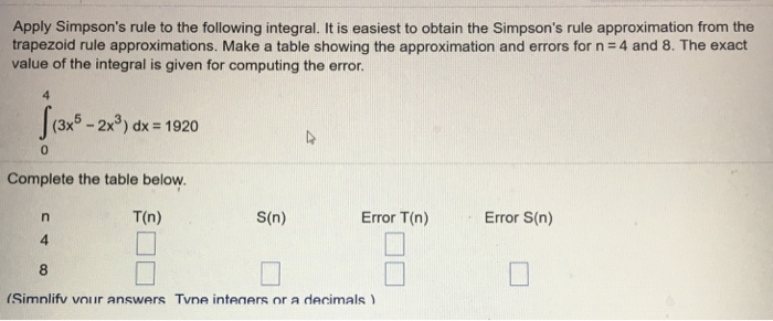 Solved Apply Simpson's rule to the following integral. It is | Chegg.com