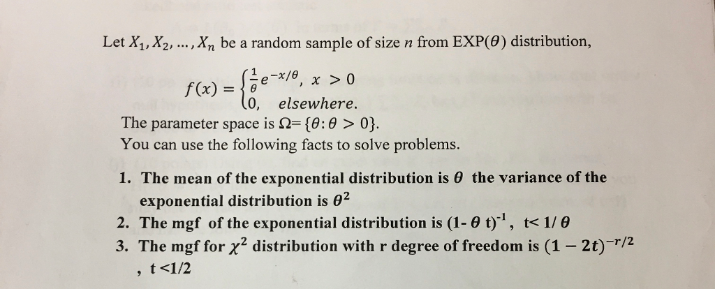 Solved Let X1, X2,,Xn be a random sample of size n from | Chegg.com