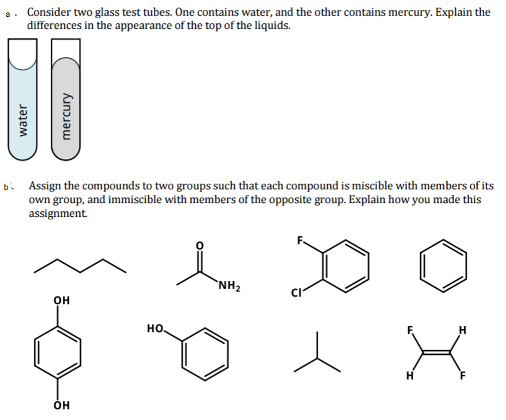 Solved Consider two glass test tubes. One contains water, | Chegg.com