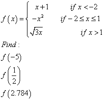 Solved f (x) = Find : f (- 5) f (1/5) f (2.784) | Chegg.com